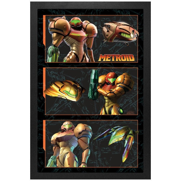 Metroid Samus Ship Trio 11″x17″ Framed Print – A & C Games
