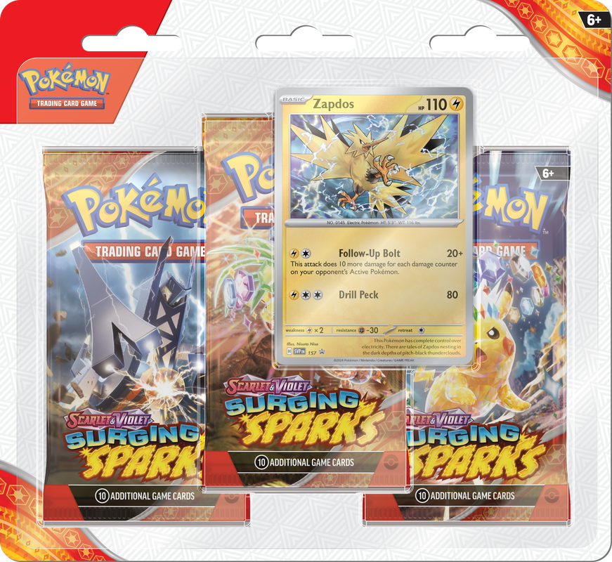 Pokemon Scarlet & Violet: Surging Sparks 3 Pack Blister - Zapdos – A ...