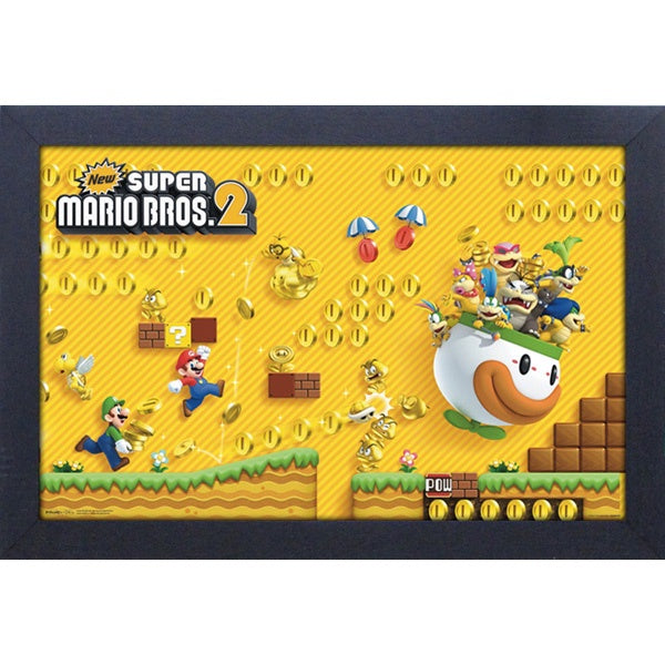 NEW SUPER MARIO BROS 2 GAME COVER ART FRAMED PRINT 11″x17″ (Local Pick ...