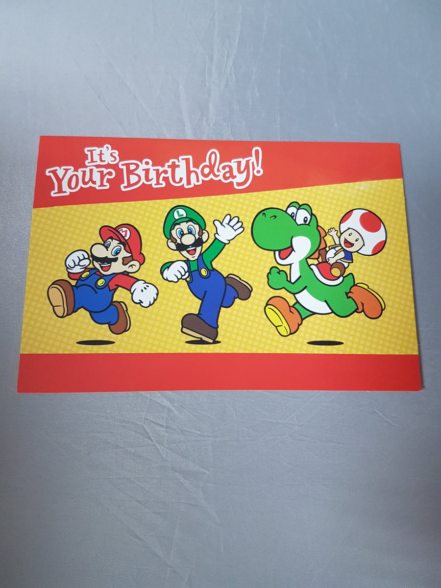 Super Mario Birthday Card, Its Your Birthday! with Envelope (Mario, Lu ...