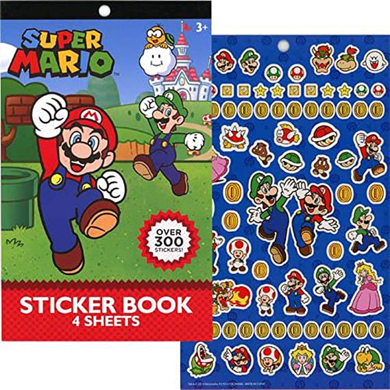 SUPER MARIO Sticker Book - 4 Sheets Over 300 Stickers – A & C Games