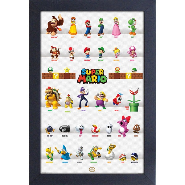 Super Mario Character Roster 11″x17″ Framed Print [Pyramid America] (L ...