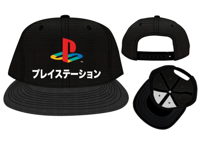 SONY PLAYSTATION - Logo Kanji Embroidered Snapback Cap Black Hat – A ...